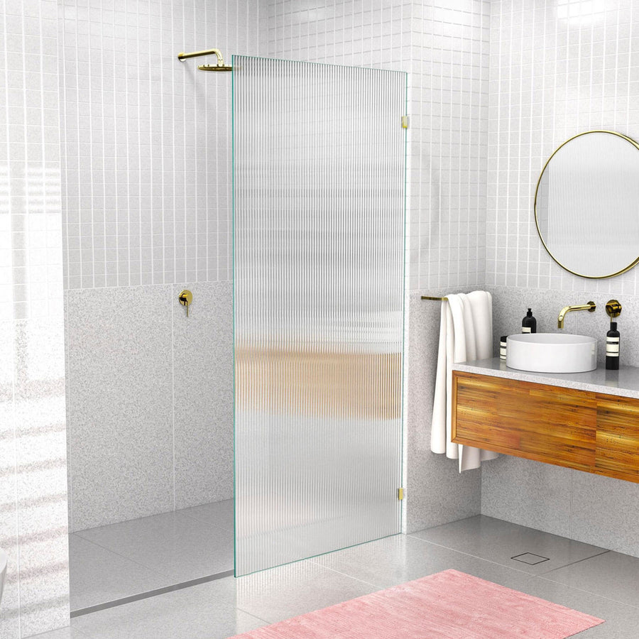 10mm Frameless Fluted Shower Screen Fixed Panel 2100mm High – Sunlight Bathrooms