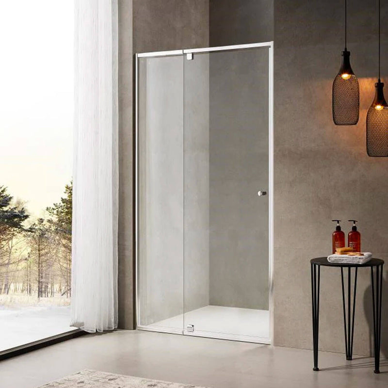 Semi-Frameless 6mm Adjustable 1-Side Shower Screen 1950mm High Chrome ...