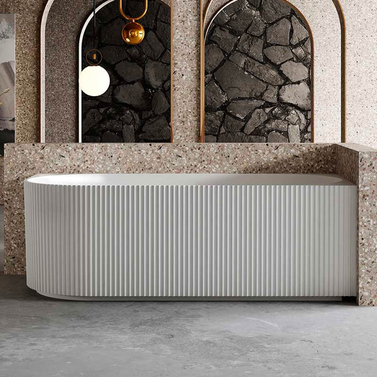 Anika Ribbed Corner Fluted Bathtub, Ribbed Acrylic Bathtub – Sunlight ...