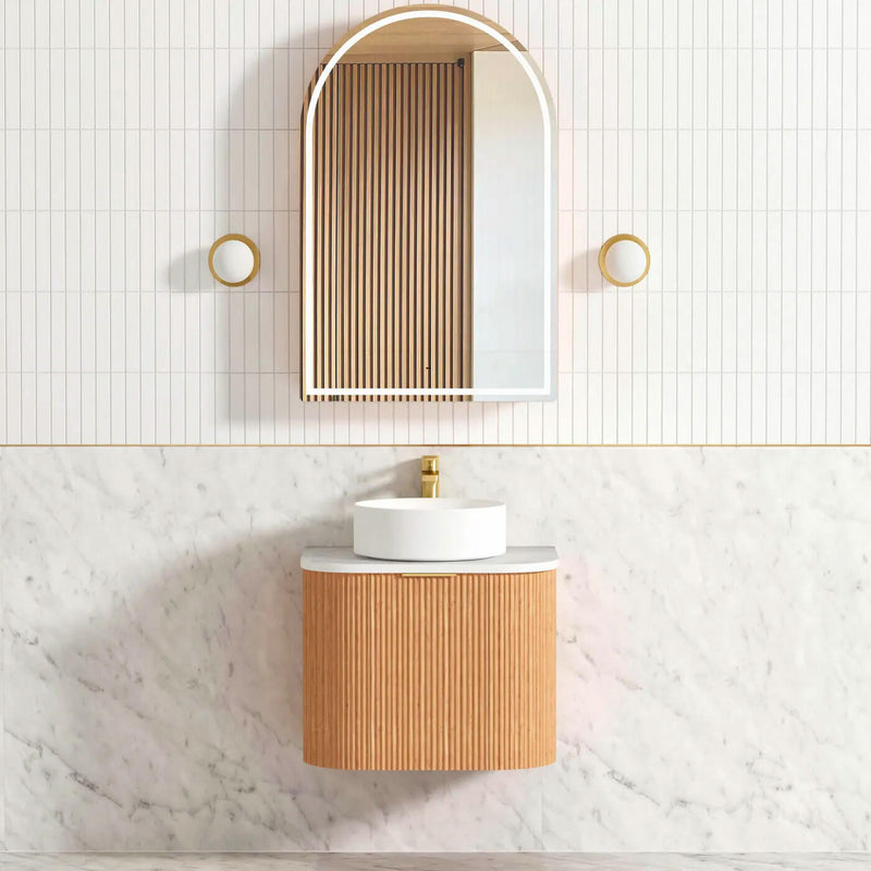 Bondi Fluted Oak Curved Wall Hung Vanity – Sunlight Bathrooms