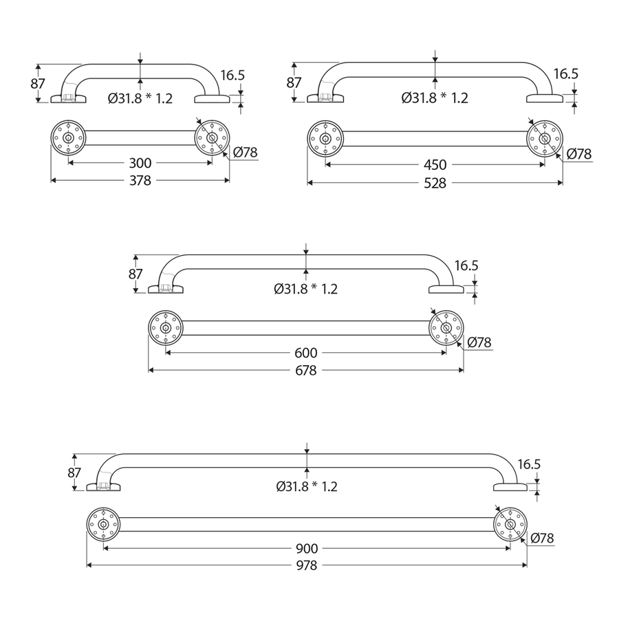 Disable Care DDA Grab Rail – Sunlight Bathrooms