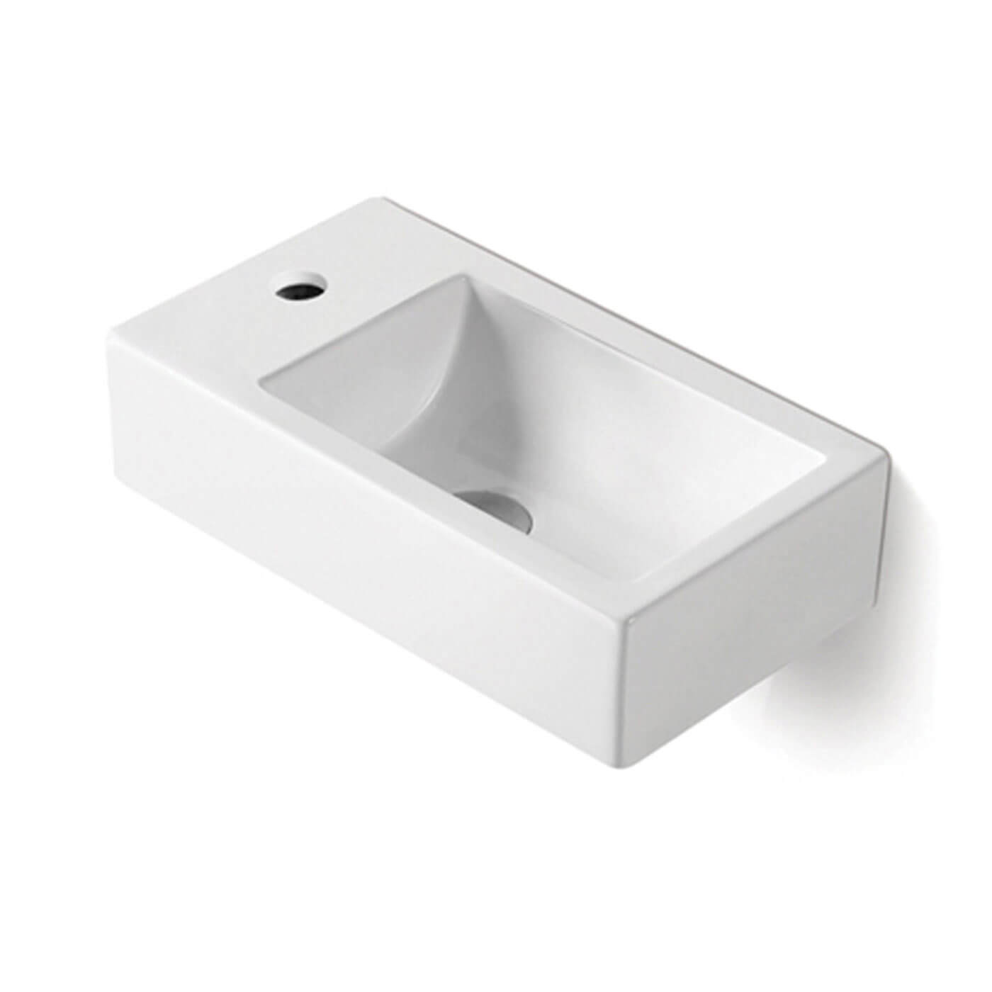 Compact Wall Hung Ceramic Basin with Taphole 500x240mm – Sunlight Bathrooms