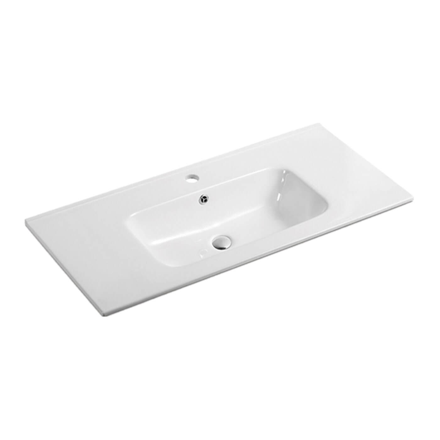 D Series Ceramic Benchtop with Taphole Gloss White – Sunlight Bathrooms