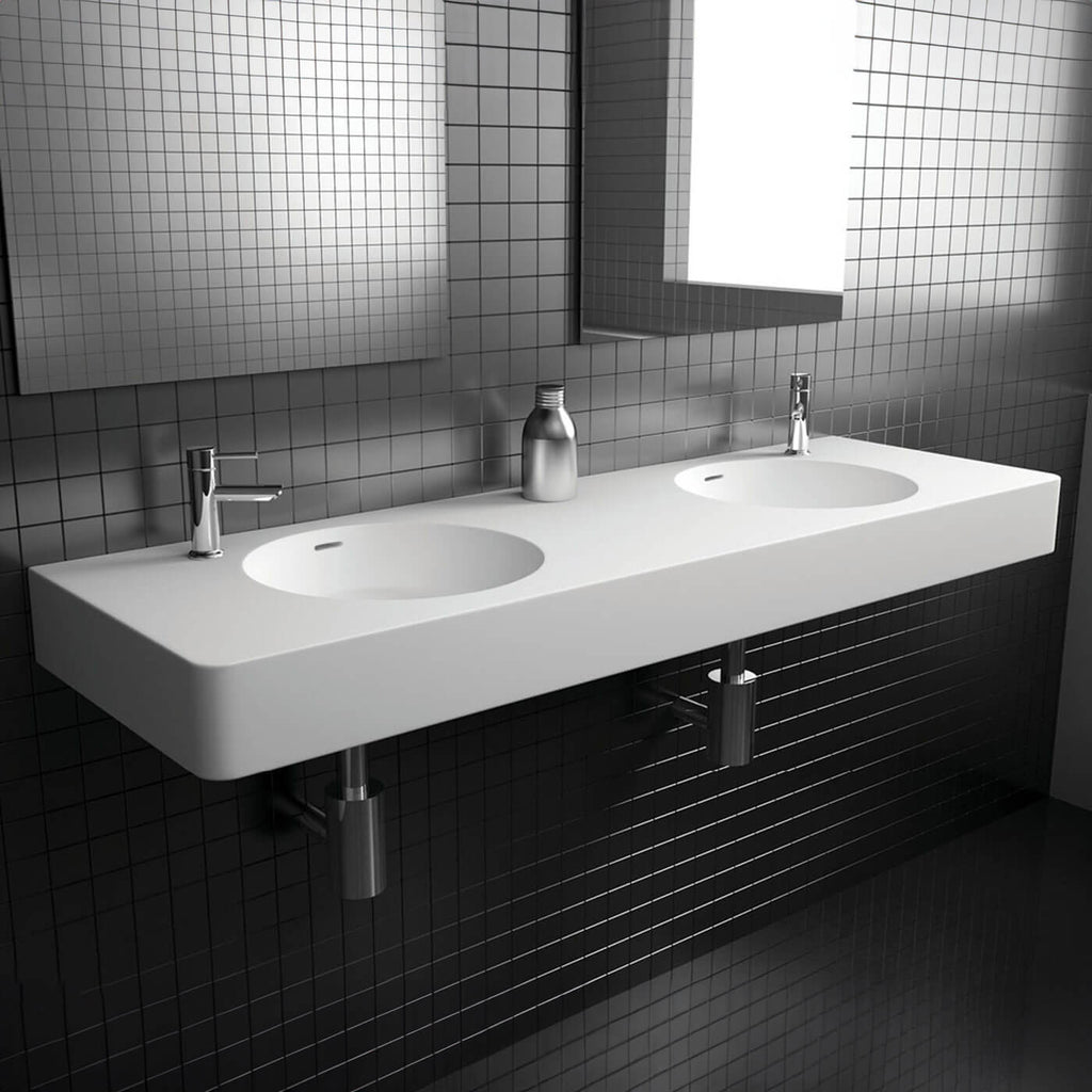 Encanto Double Cast Stone Wall Hung Basin 1400mm – Sunlight Bathrooms