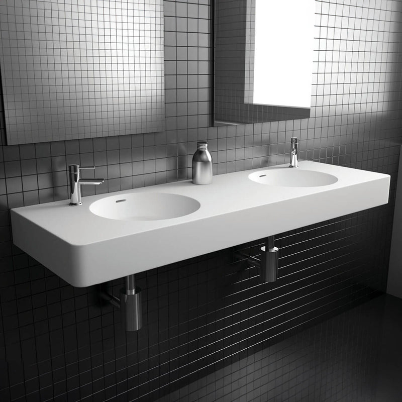 Encanto Double Cast Stone Wall Hung Basin 1400mm – Sunlight Bathrooms