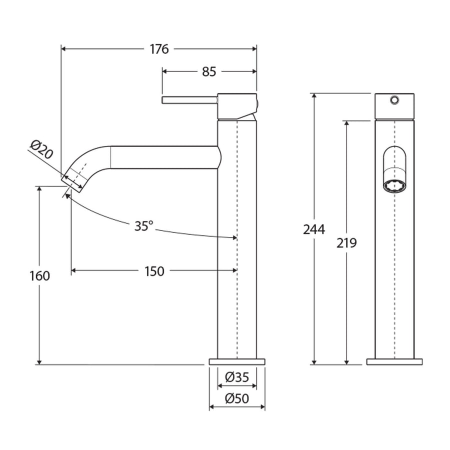 Fienza Kaya Pin Handle Mid Rise Basin Mixer – Sunlight Bathrooms