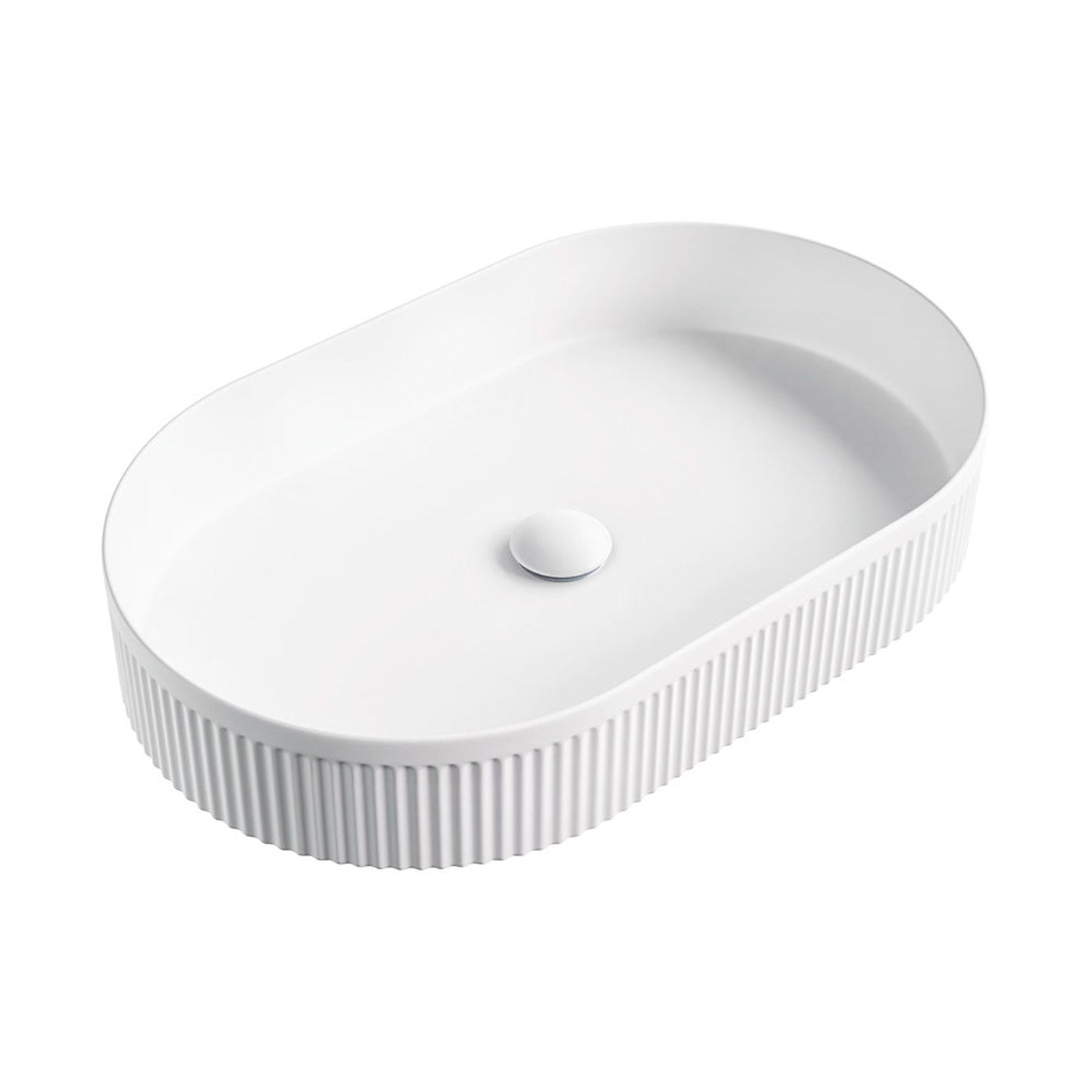Kira Pill Fluted Above Counter Ribbed Basin 580x360mm – Sunlight Bathrooms