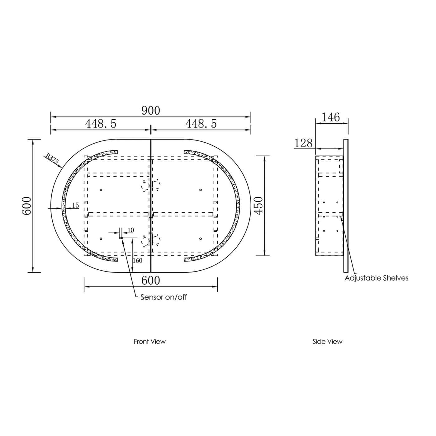 LED Bondi Curved Mirror Shaving Cabinet 900-1800mm – Sunlight Bathrooms