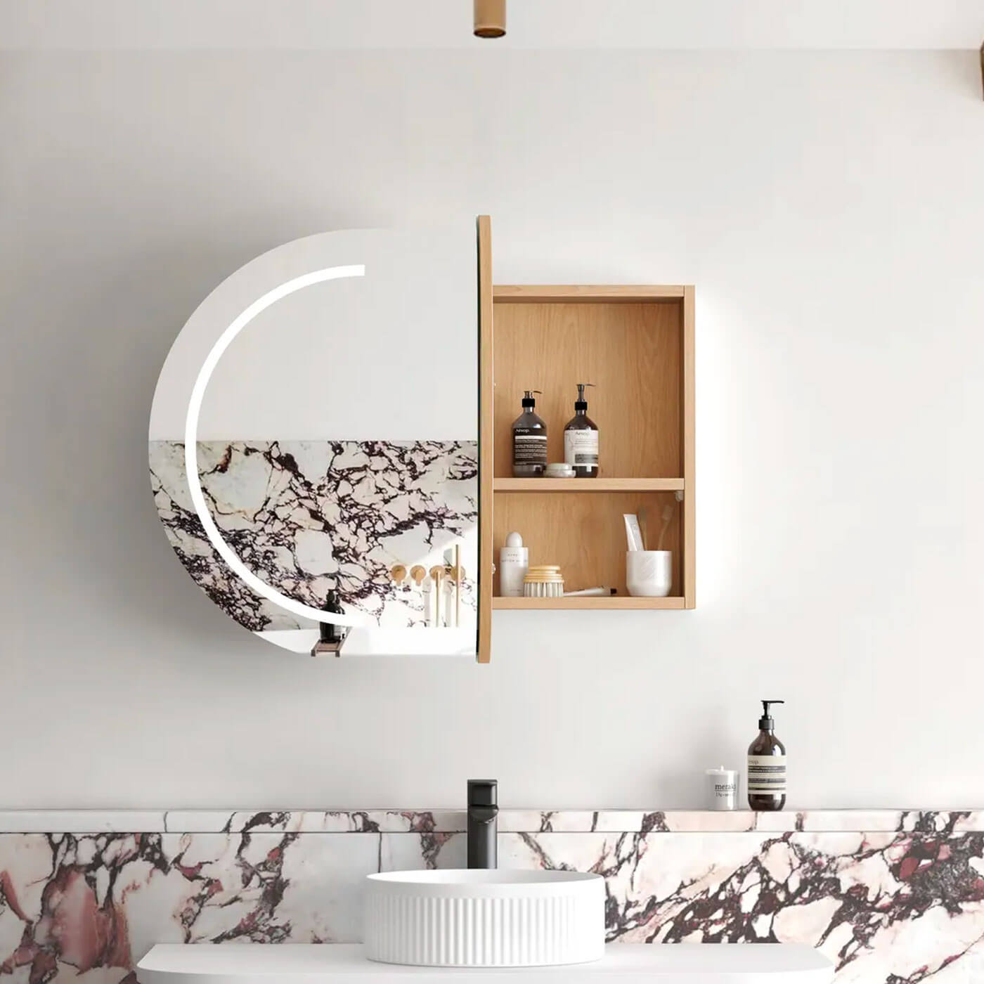 LED Bondi Curved Mirror Shaving Cabinet 900-1800mm – Sunlight Bathrooms