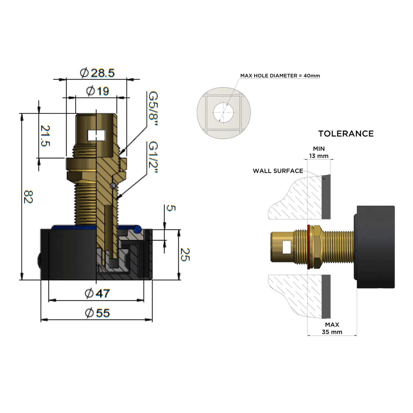 Meir Circular Wall Top Assembly – Sunlight Bathrooms