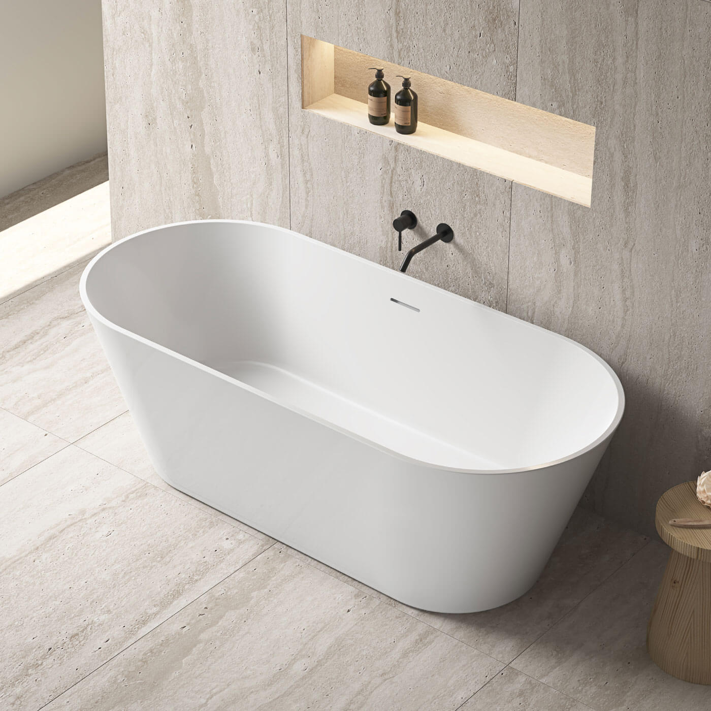 Nava Oval Freestanding Bathtub with Overflow, Acrylic Bathtub ...