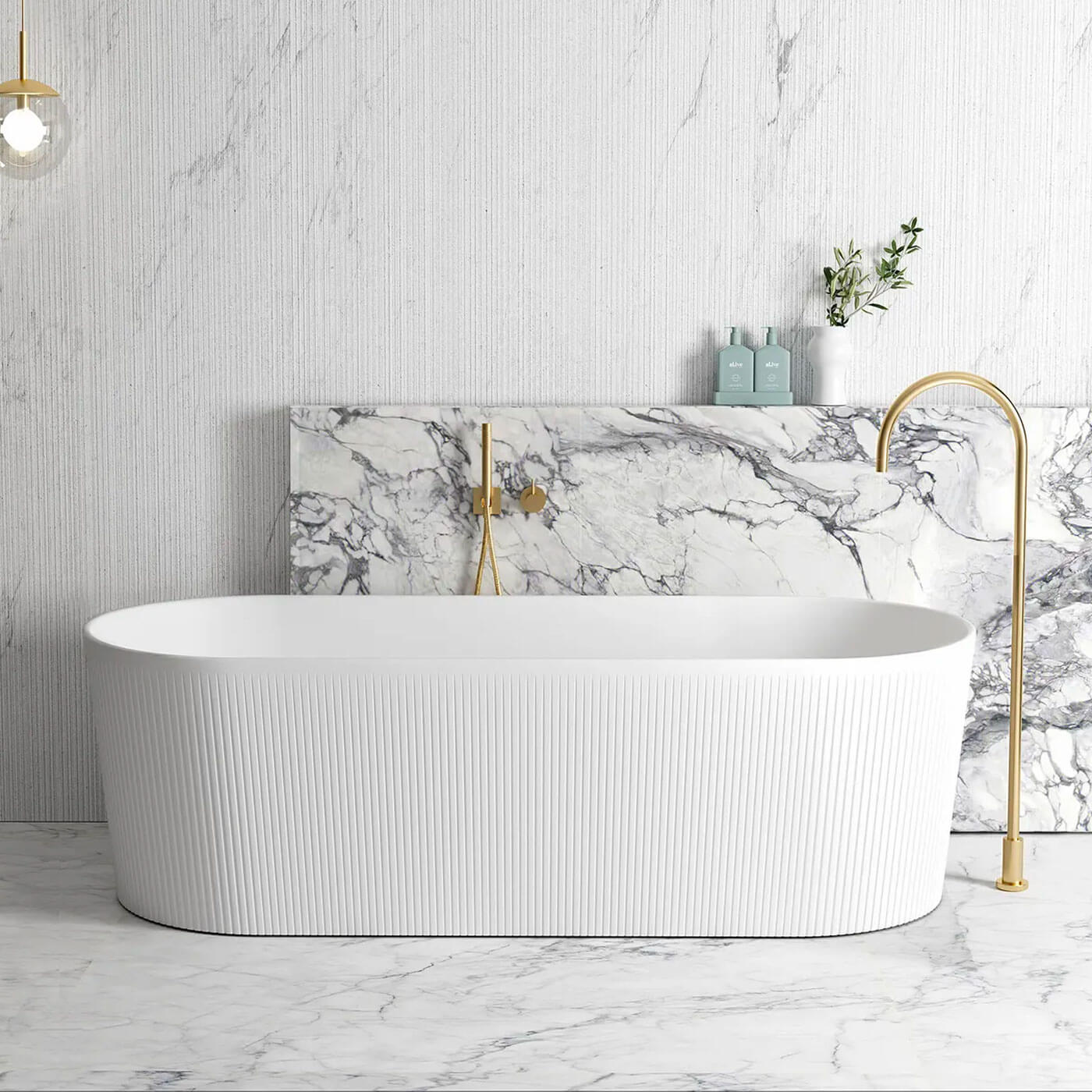 Noosa Fluted Oval Ribbed Freestanding Bathtub – Sunlight Bathrooms