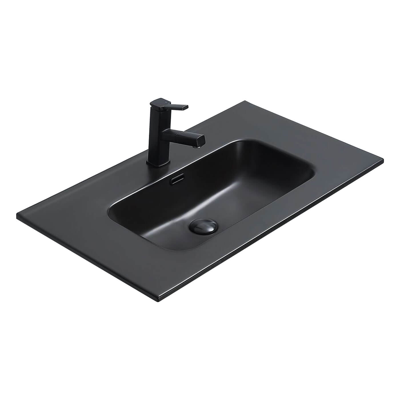 Olivia Ceramic Benchtop with Taphole Matte Black – Sunlight Bathrooms