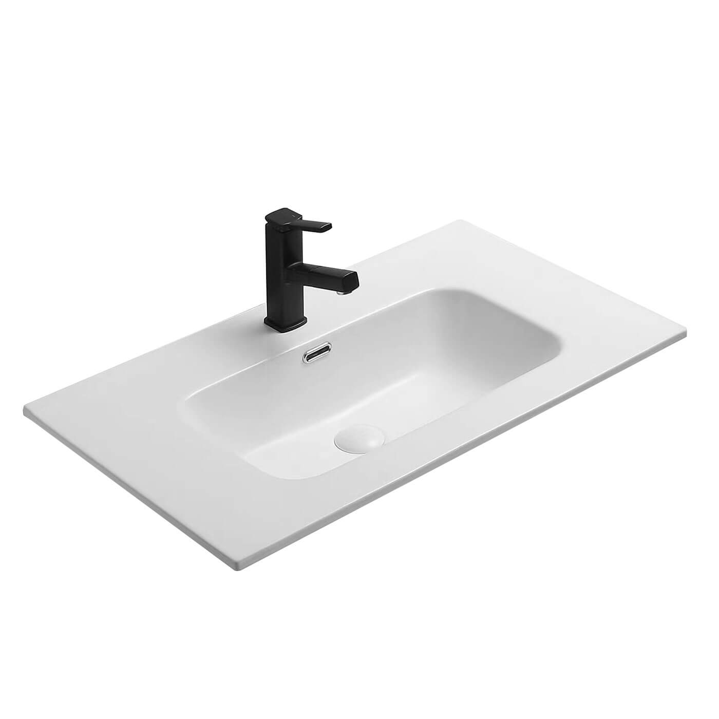 Olivia Ceramic Benchtop with Taphole Matte White – Sunlight Bathrooms