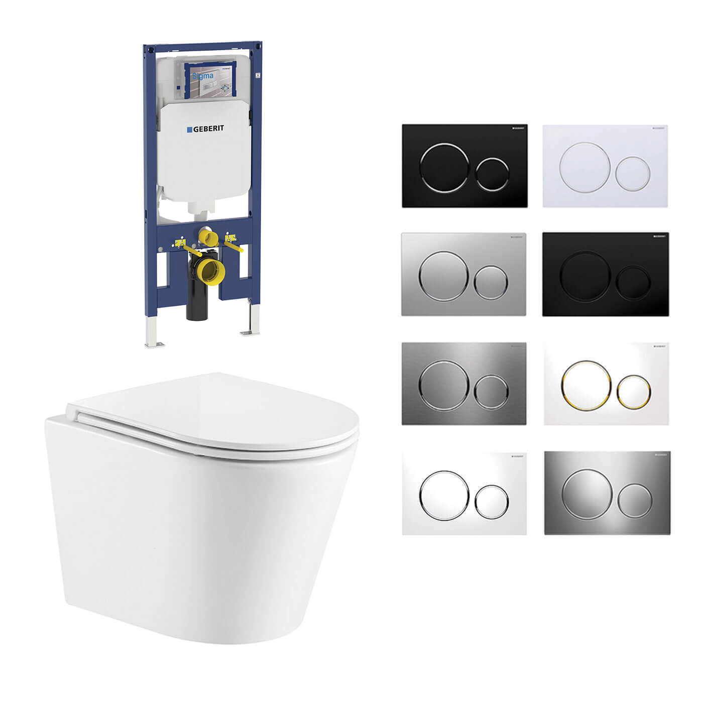 Parma Wall Hung Rimless Toilet Geberit Sigma 20 Package – Sunlight ...