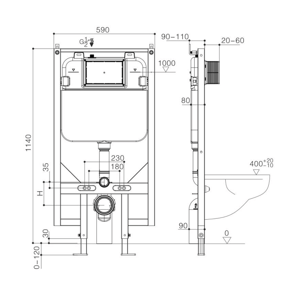 R&T Concealed Wall Hung Toilet Cistern – Sunlight Bathrooms