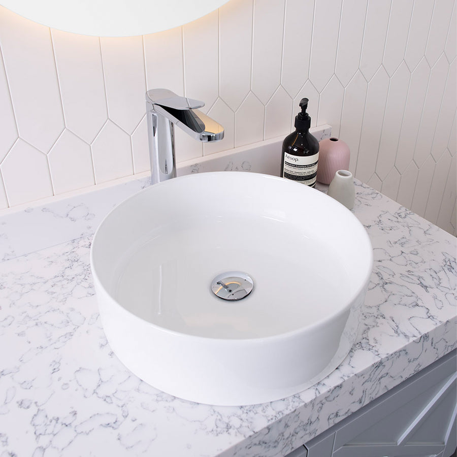 Robbie Round Ceramic Basin 400mm – Sunlight Bathrooms