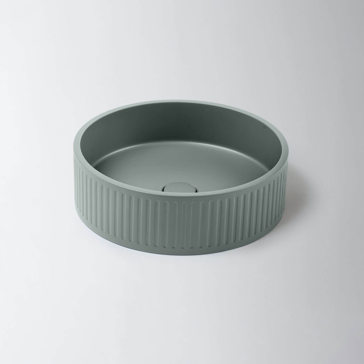 Fluted Round Concrete Above Counter Basin 400mm – Sunlight Bathrooms
