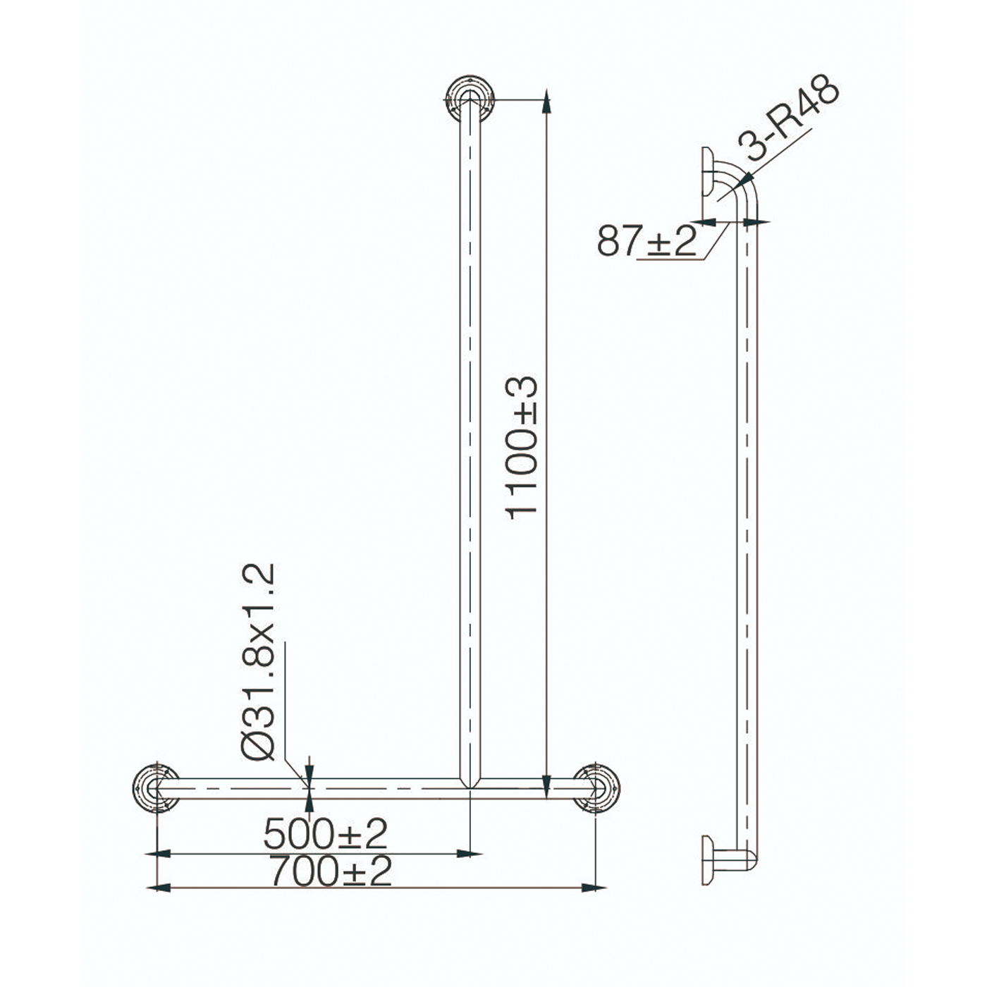 Care DDA T-Shape Grab Rail Assisted Living Support Bar 1100mm ...
