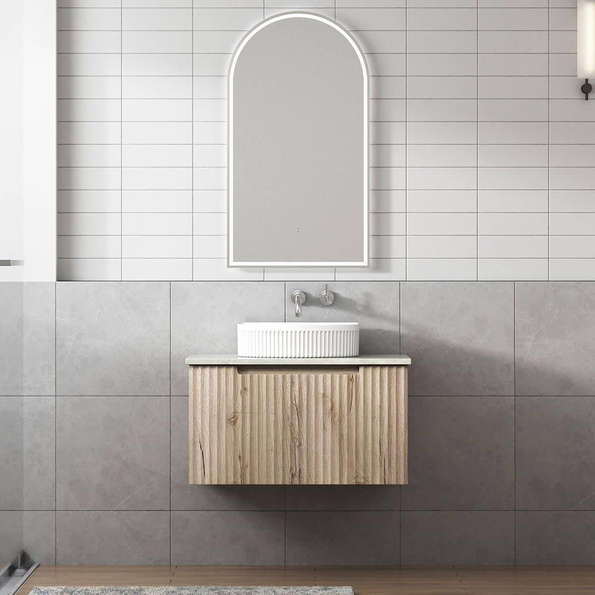 Calder Ribbed Wood Grain Wall Hung Vanity Unit – Sunlight Bathrooms