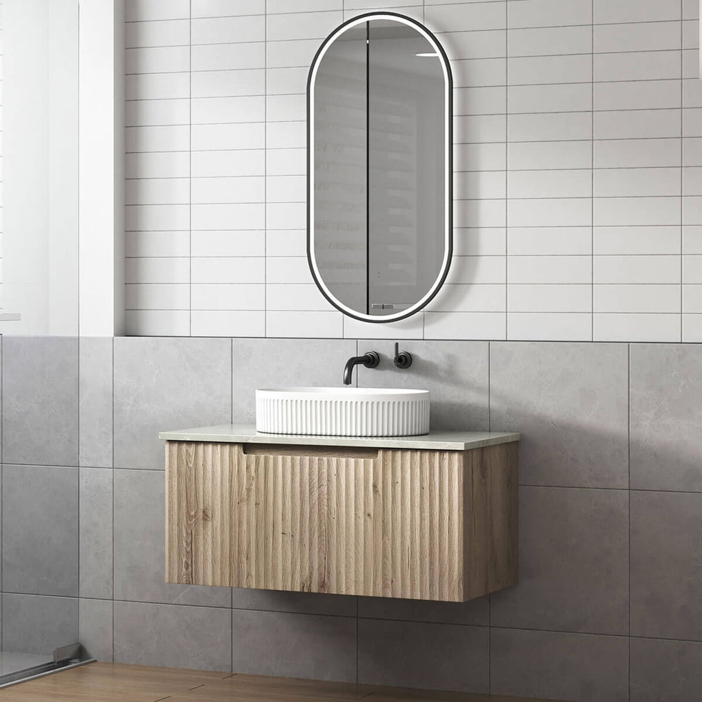Calder Ribbed Wood Grain Wall Hung Vanity Unit – Sunlight Bathrooms