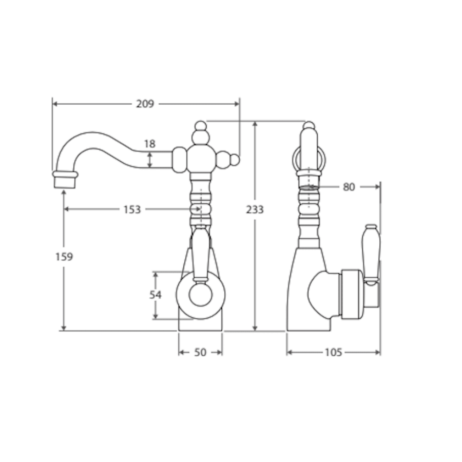 Eleanor Hamptons Style Mixer Tap, Vintage Bathroom Tap – Sunlight Bathrooms