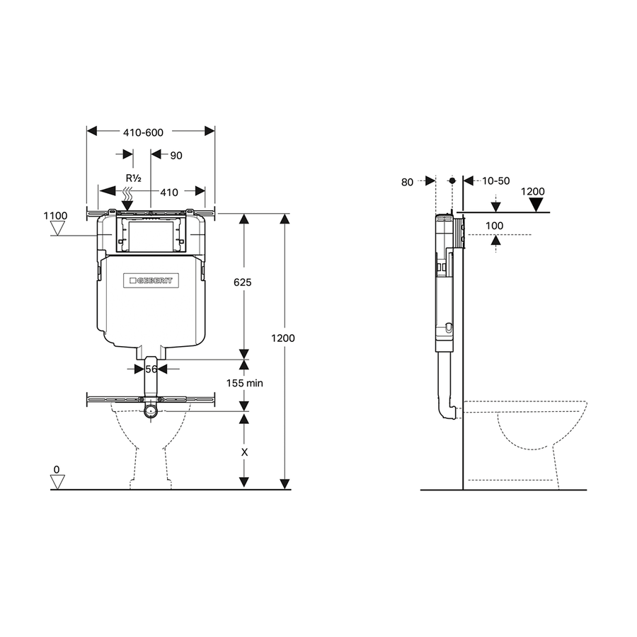 Geberit Sigma 8 Concealed In Wall Cistern Tank for Toilet – Sunlight ...