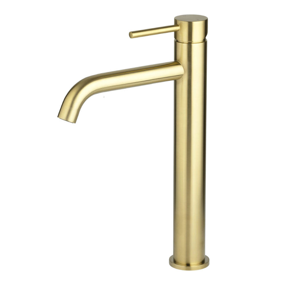 Morgan Curved Tip Basin Mixer, Tall Brass Bathroom Tap – Sunlight Bathrooms