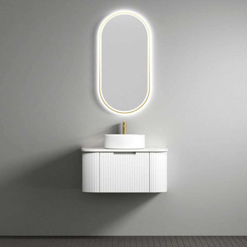 Petra Ribbed White Vanity Unit, Curved Wall Hung Vanity – Sunlight ...