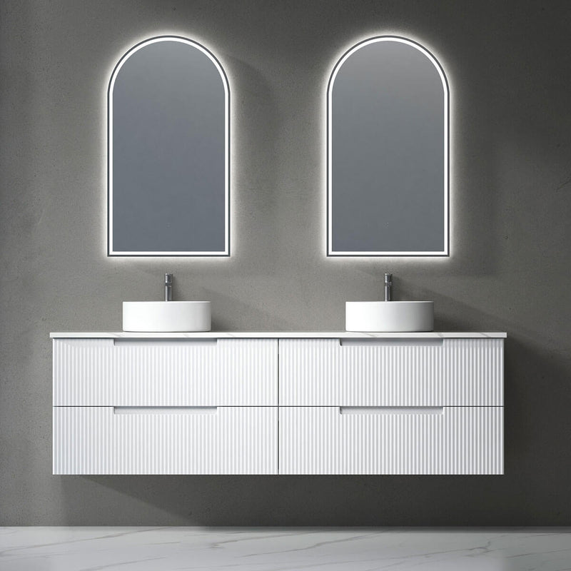 Verona Ribbed White Vanity Unit, V Groove Wall Hung Vanity – Sunlight ...
