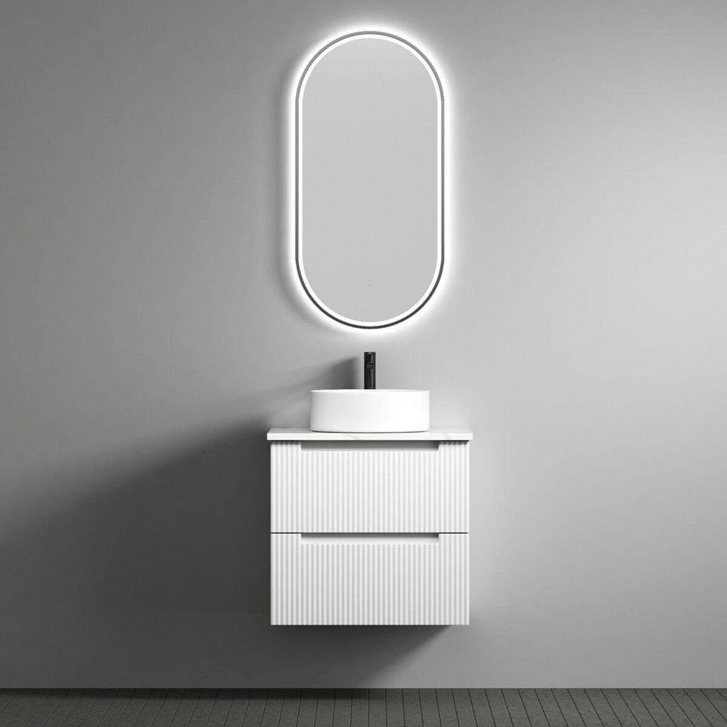 Verona Ribbed White Vanity Unit, V Groove Wall Hung Vanity – Sunlight ...