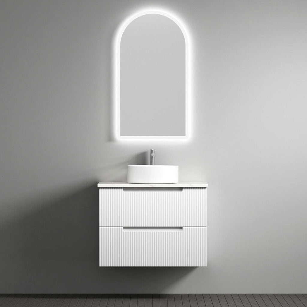 Verona Ribbed White Vanity Unit, V Groove Wall Hung Vanity – Sunlight ...