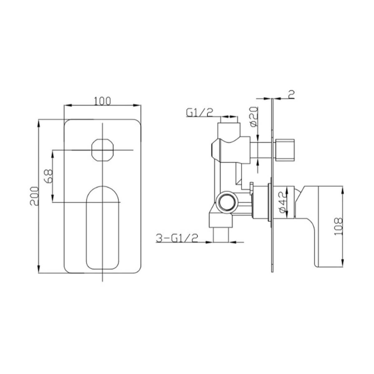 Vogue Shower Mixer Tap with Diverter, Wall Mixer for Bathrooms ...